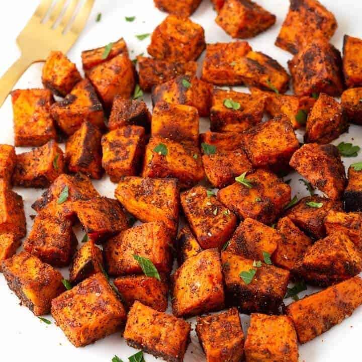 Spicy Roasted Sweet Potatoes - Retro Recipe Box