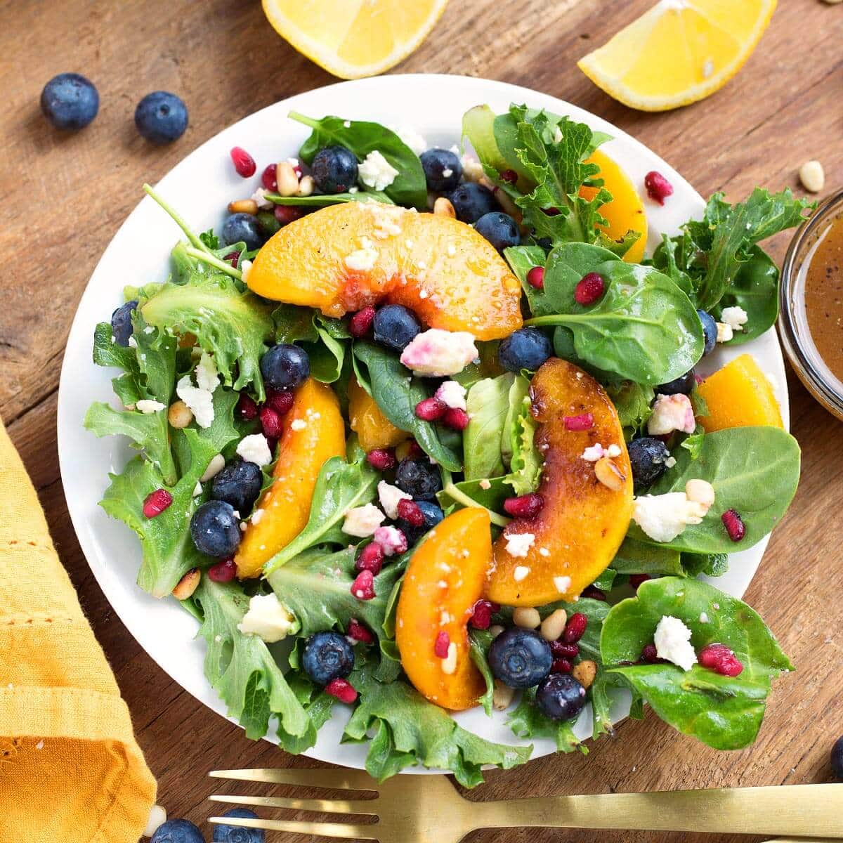 Peach Salad with Blueberries and Feta - Retro Recipe Box
